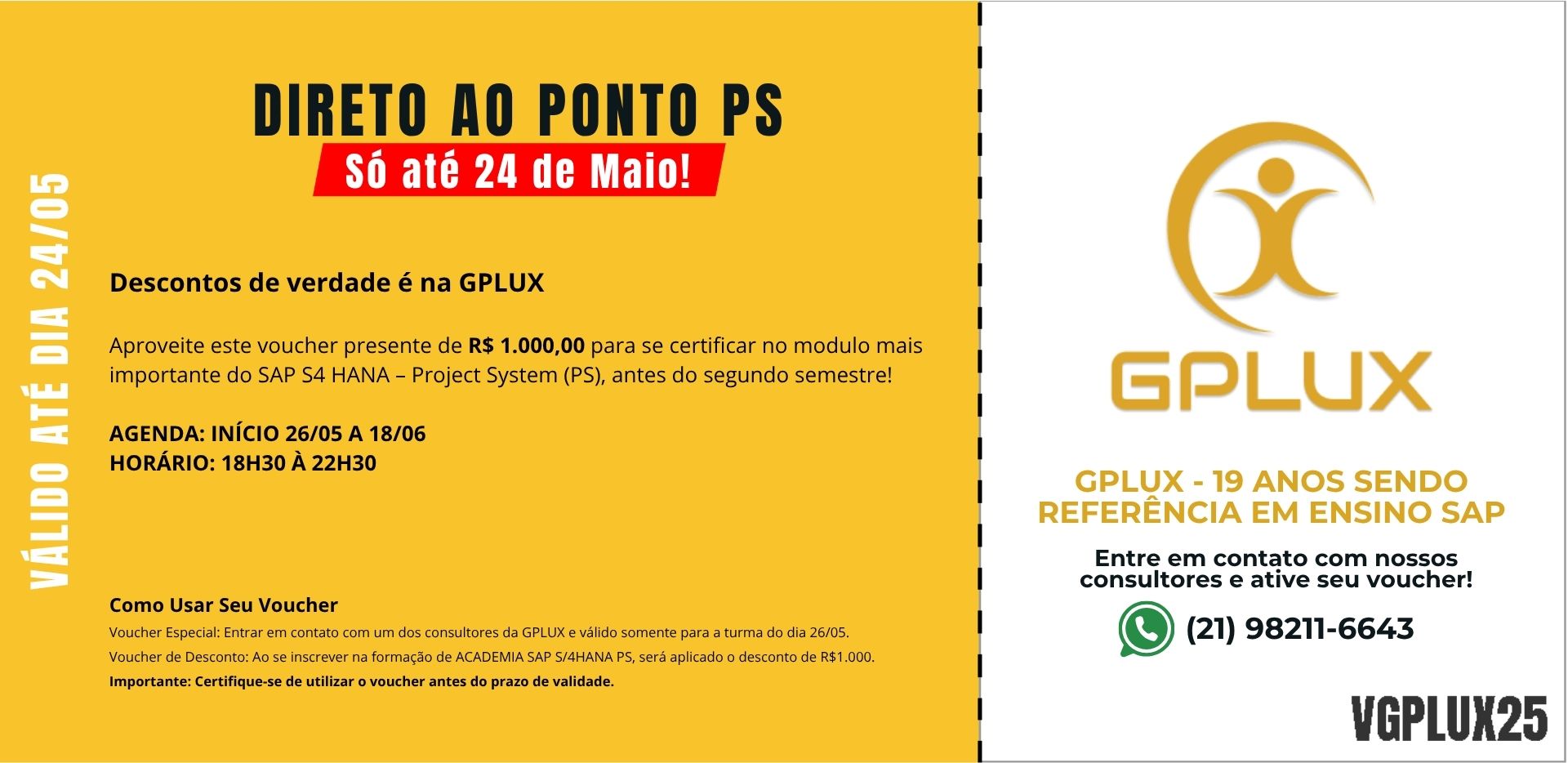 Voucher PS direto ao ponto – GPLUX Treinamento SAP